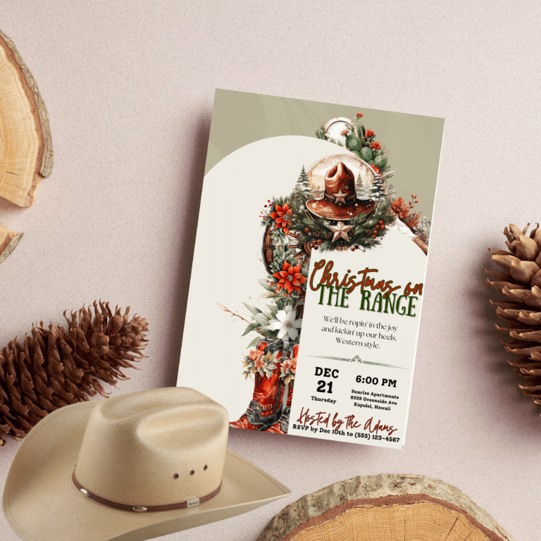 Watercolor Western Christmas Party Invitation Template - sixth selle